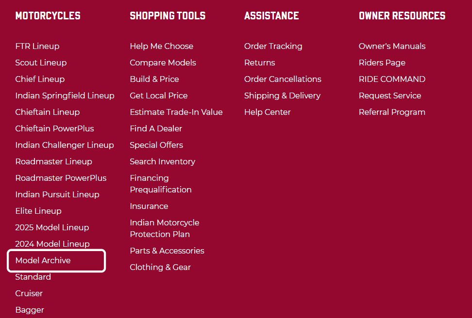 Model Archive | Indian Motorcycle